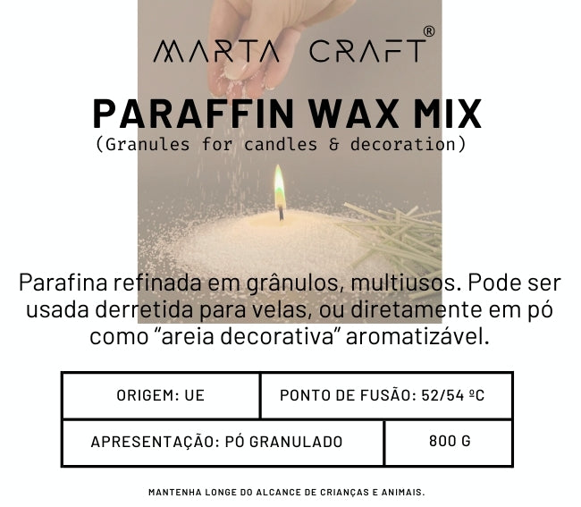 PARAFFIN WAX MIX 52º – 54ºC Granulada/Pó “areia decorativa” – Marta ...
