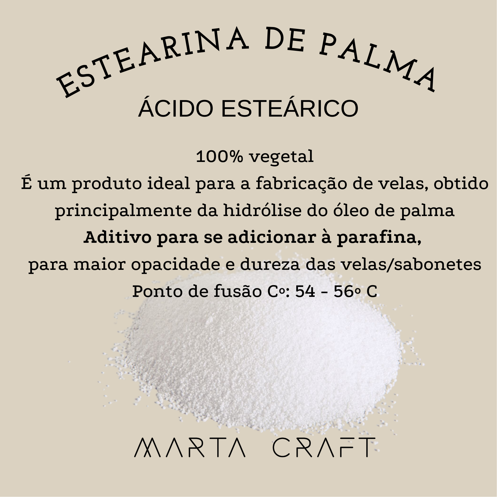 ESTEARINA DE PALMA | ÁCIDO ESTEÁRICO | 100% VEGETAL – martacraft
